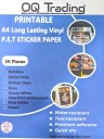 OQ Trading 30 cm 100 Sheets A4 Printable Vinyl Sticker Paper - 5 Pack ...