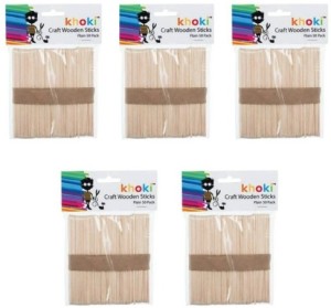 Khoki Art & Craft Plain Wooden Lolly Sticks - 5 Pack of 50 Do-it ...
