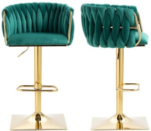 Premium Velvet Woven Bar Stools,Adjustable Counter Height Swivel ...