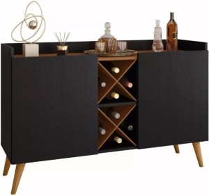Designer Concepts Max 2-door Buffet With Wine Cellar -Black Engineered ...