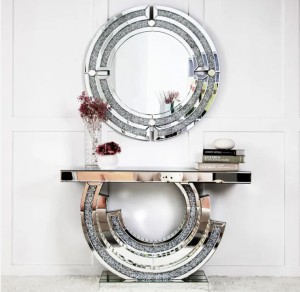 Designer Concepts Luciana Console Table And Mirror With Light Glass ...