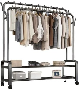 clo Boutique Metal Cloth Hanger Floor Garment Rack Heavy Duty Rail ...
