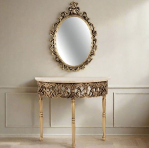 Designer Concepts Victorian Console Table With Mirror Engineered Wood ...