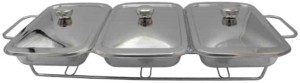 VIVIDITTO Glass Chafing Dish Silver 1.5L X 3 5 quart Triple Pan | Makro