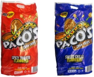 Paco's Corn Chips – Spicy Tomato & Sweet Chilli (2 Bags, 50 x 22g Each ...