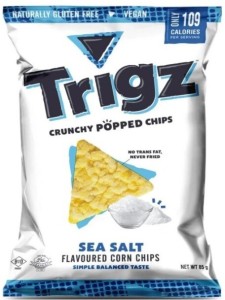 trigz Crunchy Popped Corn Chips Sea Salt 16X80g Chips | Makro