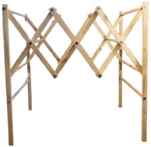 WOODLY Wood Floor Cloth Dryer Stand Wooden Expandable Clothes Horse ...