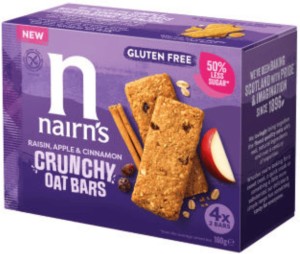 Nairn's Gluten Free Raisin Apple & Cinnamon Oat Bar 160g Oatmeal Raisin ...