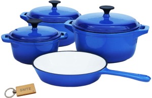 SMTE Double Blue Cast Iron Pot Set Cast Iron Cookware Set | Makro
