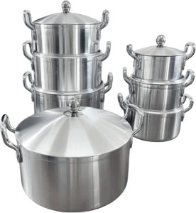 Home 7PC Aluminium pot set Stainless Steel Cookware Set | Makro