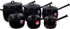 Kango Bellied Pots set 12pc Non-Stick Coated Steel Cookware Set | Makro