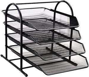 TGT- 4 Compartments Steel 4 Tier Office Document Sliding File Tray Desk ...