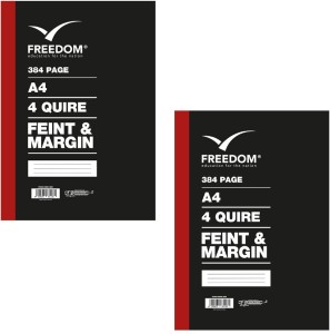 Freedom 4 Quire / 384 Pages Counter Books A4 Notebook Feint and Margin ...