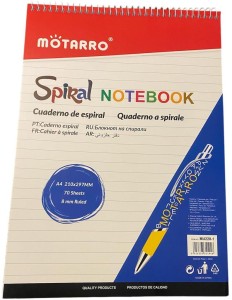 MOTARRO A4 Spiral NOTEBOOK 70 Sheets A4 Note Pad Lined 8mm | Makro