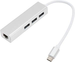 MK USB Type-C Hub with Ethernet Adapter, White, 3-Port USB Expansion ...