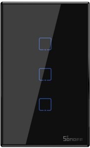 SONOFF T3US US Plug WiFi\RF433 Touch Panel Switch - Black 3 Gang 15 A ...