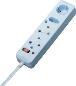 SWITCHED 4 Way Medium Surge Protected Multiplug 0.5M Braided Cord Blue ...