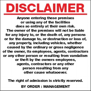 sign Disclaimer notice sign 44cm X 44cm CHROMADEK STEEL Emergency Sign ...