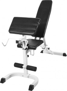 Gorilla Sports SA Adjustable Incline Bench with Preacher Curl - White ...