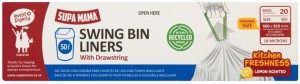 Supa Mama Swing Bin Liners with drawstring 660 x 810 mm Large 20 L ...