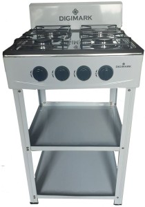 DIGIMARK Digimark Freestanding 4 Burner Gas Stove with Shelves Cast ...