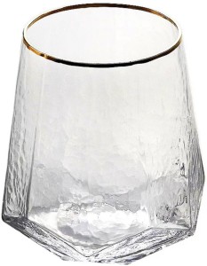 ICOOL HOME (Pack of 4) 0806-24 4pcs Water Glass Set with Golden Rim ...