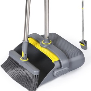 Generic F23-6-3 Foldable Bristle Broom and Dustpan Set with Long Handle ...