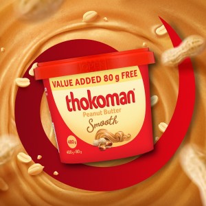 Thokoman Peanut Butter Smooth (6 x 400g+80g Free) 480 g | Makro