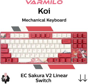 Varmilo MA87 V2 Koi EC Sakura V2 TKL Wired USB Gaming Keyboard | Makro