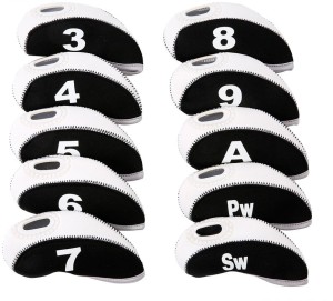 ALANES 10 Piece Top Window Golf Iron Club Head Covers - White & Black ...