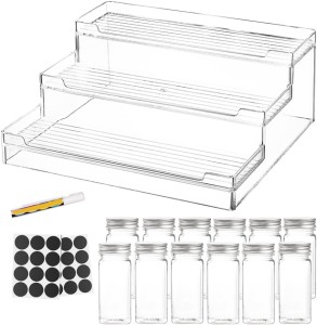 Cart In Mart 3 Tier Clear Acrylic Spice Rack Organiser With 12 Jars ...