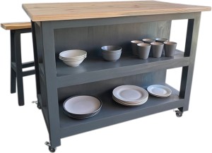 Refined Spaces Struisbaai Solid Wood Graphite Kitchen Island – with ...