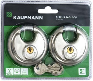 Kaufmann Hardware Padlock Discus 70mm S/Steel (2Pack) Padlock | Makro