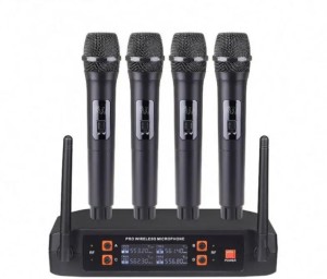 Andowl 4 Piece Wireless Rechargeable Vocal Microphone Set Microphone ...