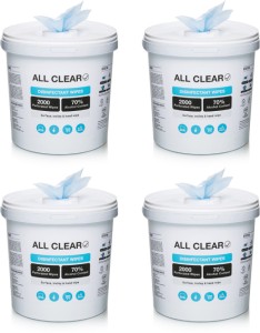 All Clear 2000 Disinfectant Wipes Bucket 70% Alcohol - Pack Of 4 Wipes ...