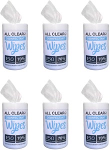 All Clear 150 Disinfectant Wipes - 70% Alcohol - Pack Of 6 Wipes | Makro