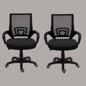 SMTE Set of 2 Ergonomic Mid-Back Mesh Office Chairs Office Executive ...