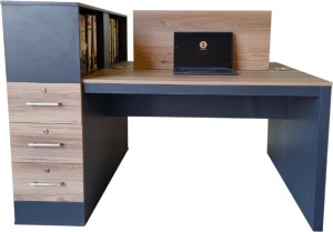 Flatpack DIY Kingston Double Workstation - Sahara & Storm Grey Engineered Wood Office Table | Makro