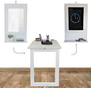 Spacesave Fold Up Wall Mounted Desk Combo 100x60cm Multipurpose Table ...