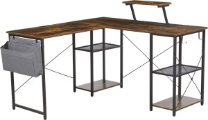 anchor L-Shaped Table Office Desk for Study Home with Shelves ...