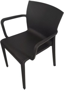 SMTE High Back Plastic Chair with armrests - Black Plastic Patio Dining ...
