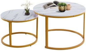 ONLINE OASIS Nesting End Table Round Coffee Table Set of 2 - White ...