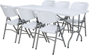 Folding Table Set Heavy Duty Picnic Set (6 Chairs + Table) Picnic Table ...