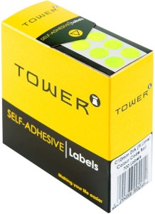 TOWER C19 Colour Code Labels Neon Lime Dot Self Adhesive Paper Label ...