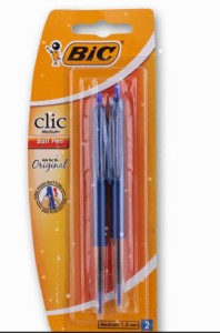 BIC Click Ball Blue Pen 1mm - 2 Pack Ball Pen | Makro