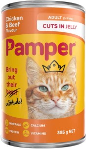 Pamper Chicken and Beef Flavour Chicken, Beef 385 kg Wet Adult Cat Food ...