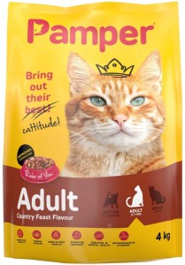 Pamper Country Feast Flavoured-Dry Meat 4 kg Dry Adult Cat Food | Makro