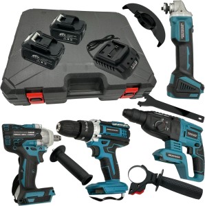 Fame Inc 4PiecePowerToolKit Angle Grinder, Hammer Drill, Impact Drill ...