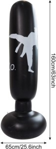 PunchFit Inflatable Black Punching Bag - PVC Boxing Bag Boxing Column ...