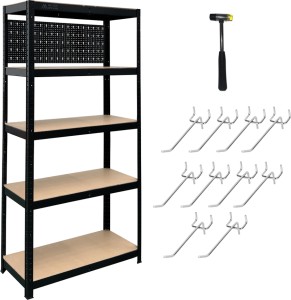 Anchor 5-tier Black 180x120x45cm with Shelf Pegboard 10 Hooks & Hammer ...